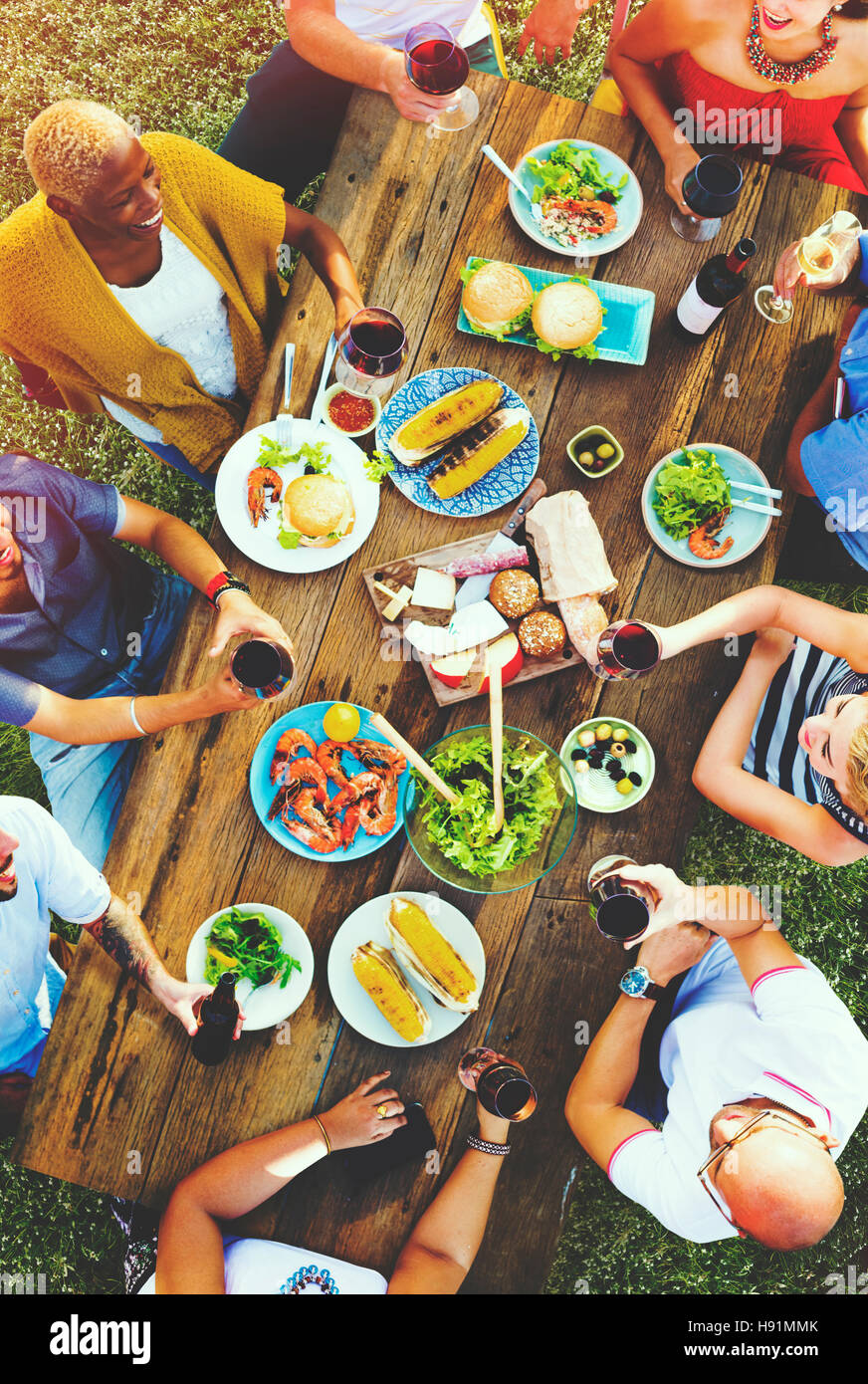 Friends Friendship Outdoor Dining People Concept Stock Photo - Alamy