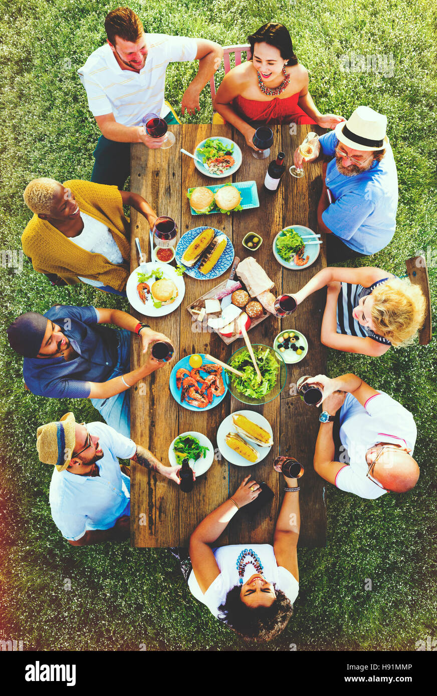 Friends Friendship Outdoor Dining People Concept Stock Photo - Alamy