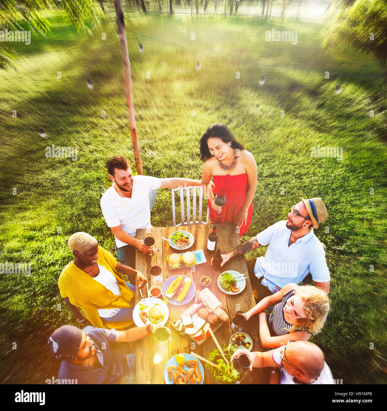 Friends Friendship Outdoor Dining People Concept Stock Photo - Alamy