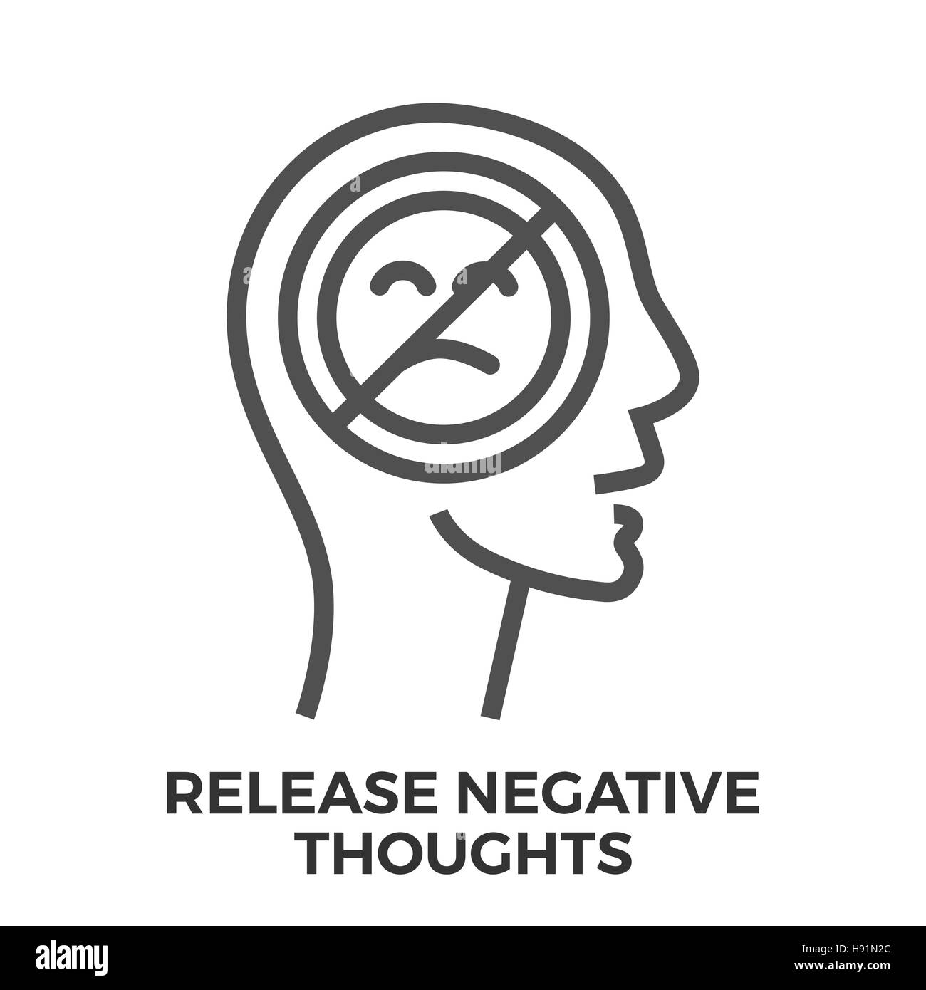 Release Negative Thoughts Thin Line Vector Icon Isolated on the White ...