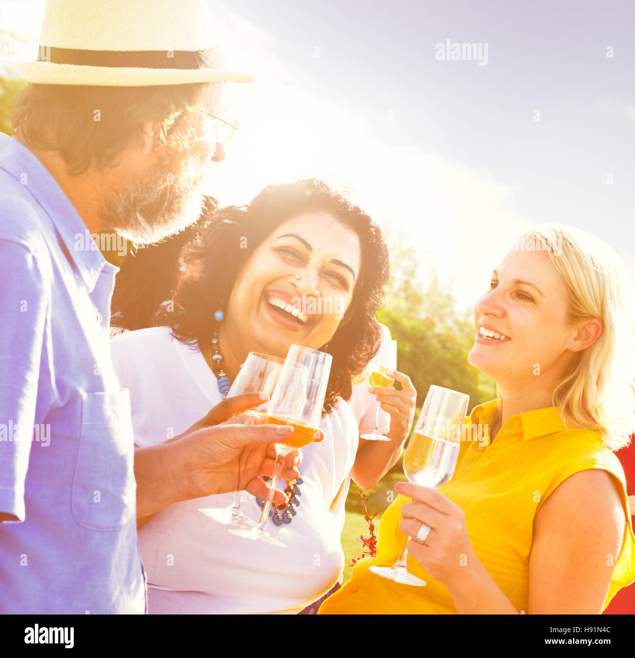 Diverse Neighbors Drinking Party Yard Concept Stock Photo - Alamy