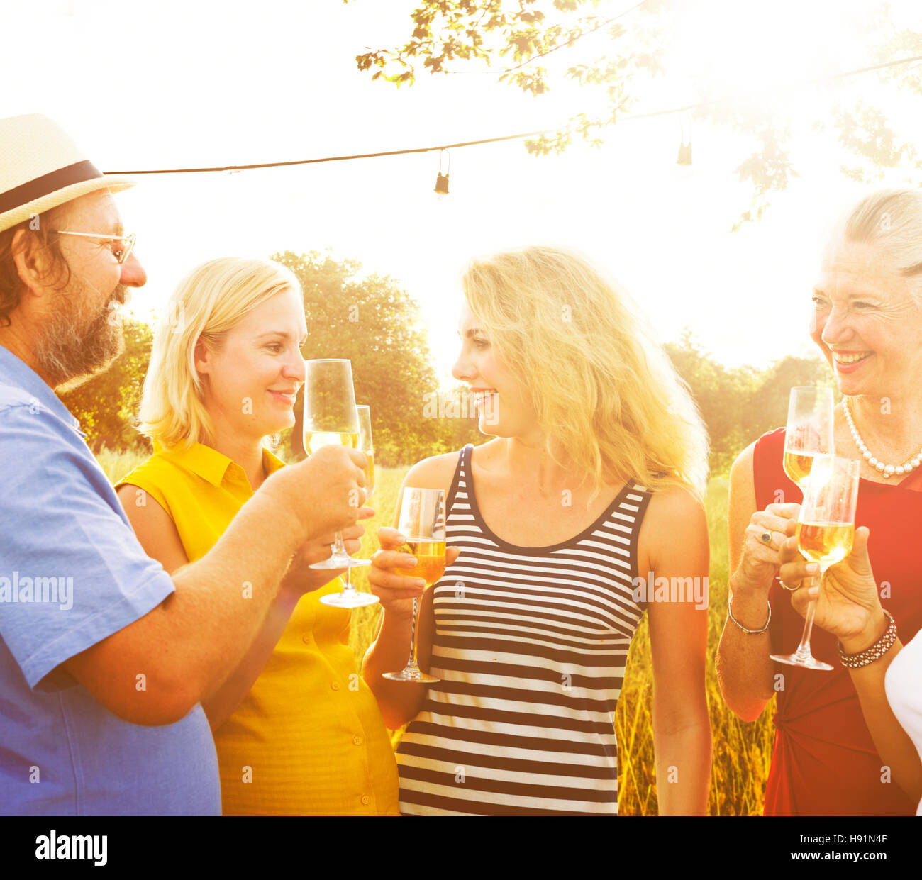 Diverse Neighbors Drinking Party Yard Concept Stock Photo - Alamy