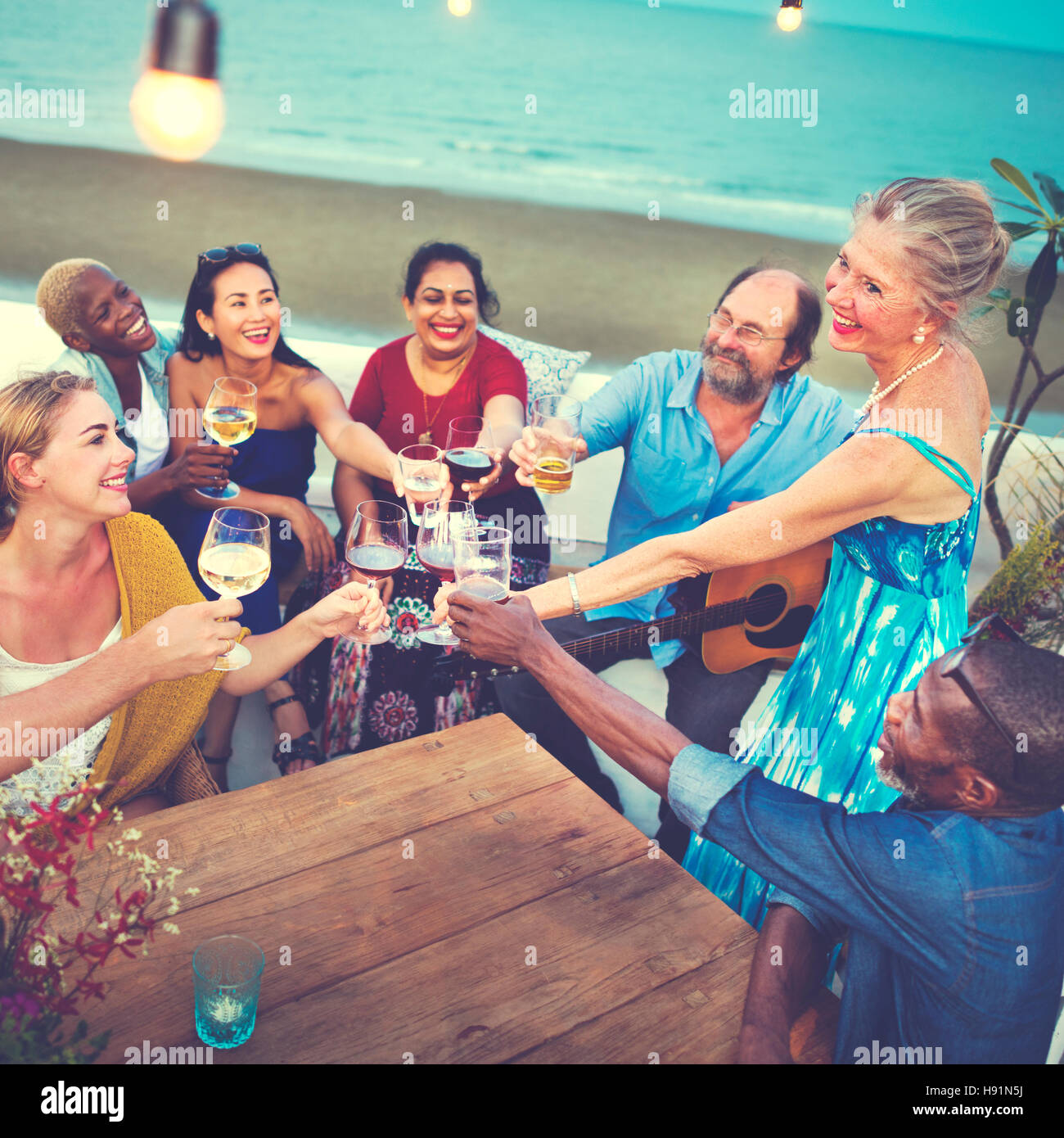 Friends Celebration Beach Happiness Concept Stock Photo - Alamy