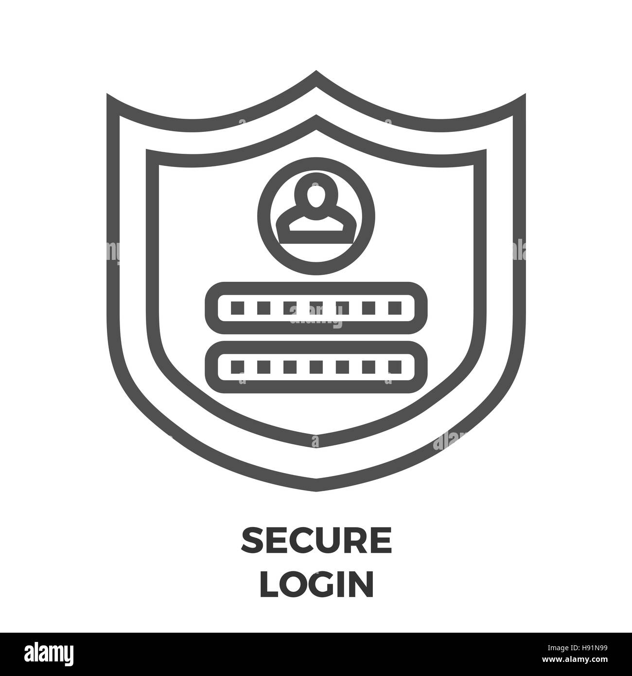 Secure Login Thin Line Vector Icon Isolated on the White Background ...