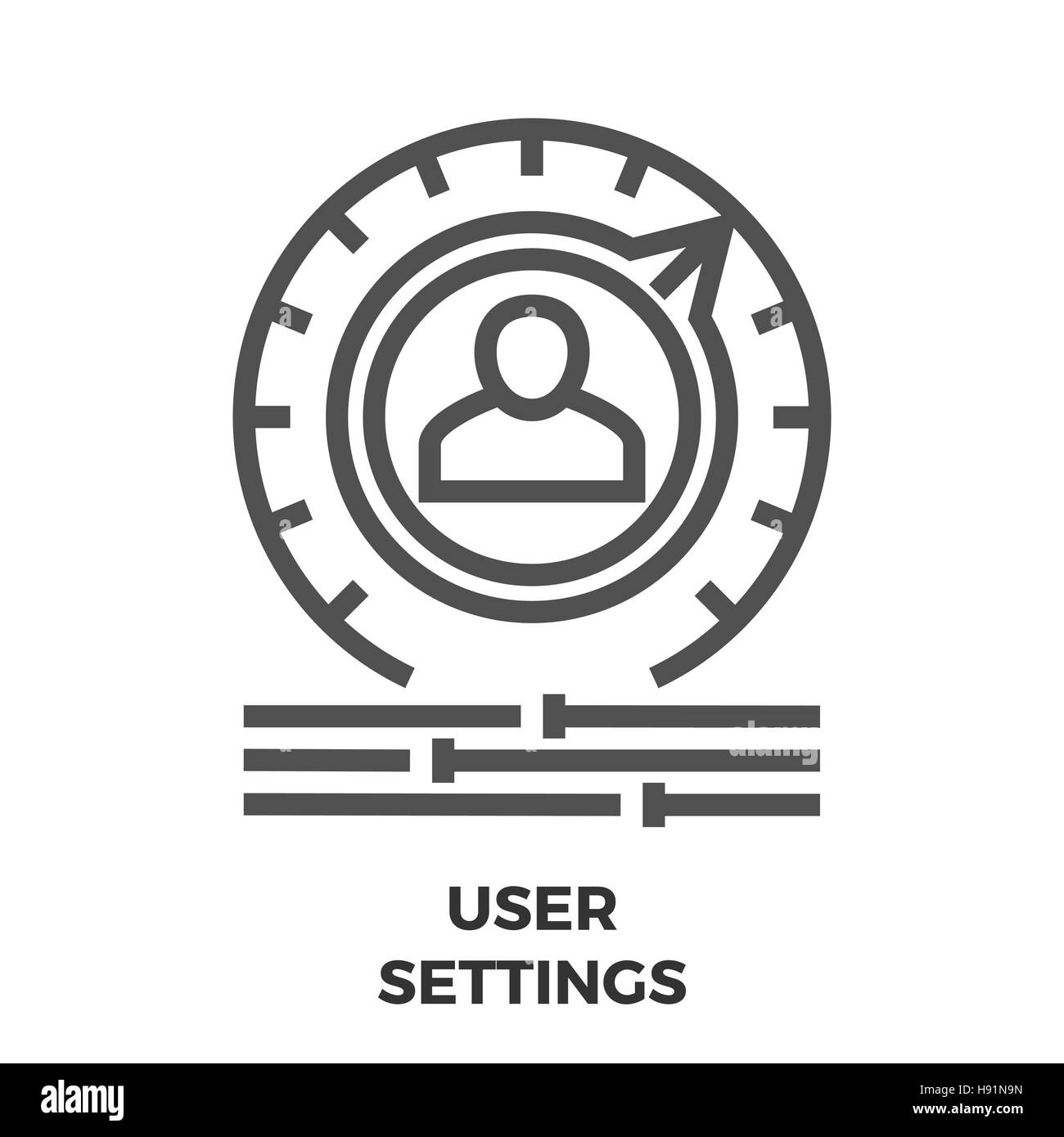 User Settings Thin Line Vector Icon Isolated on the White Background ...