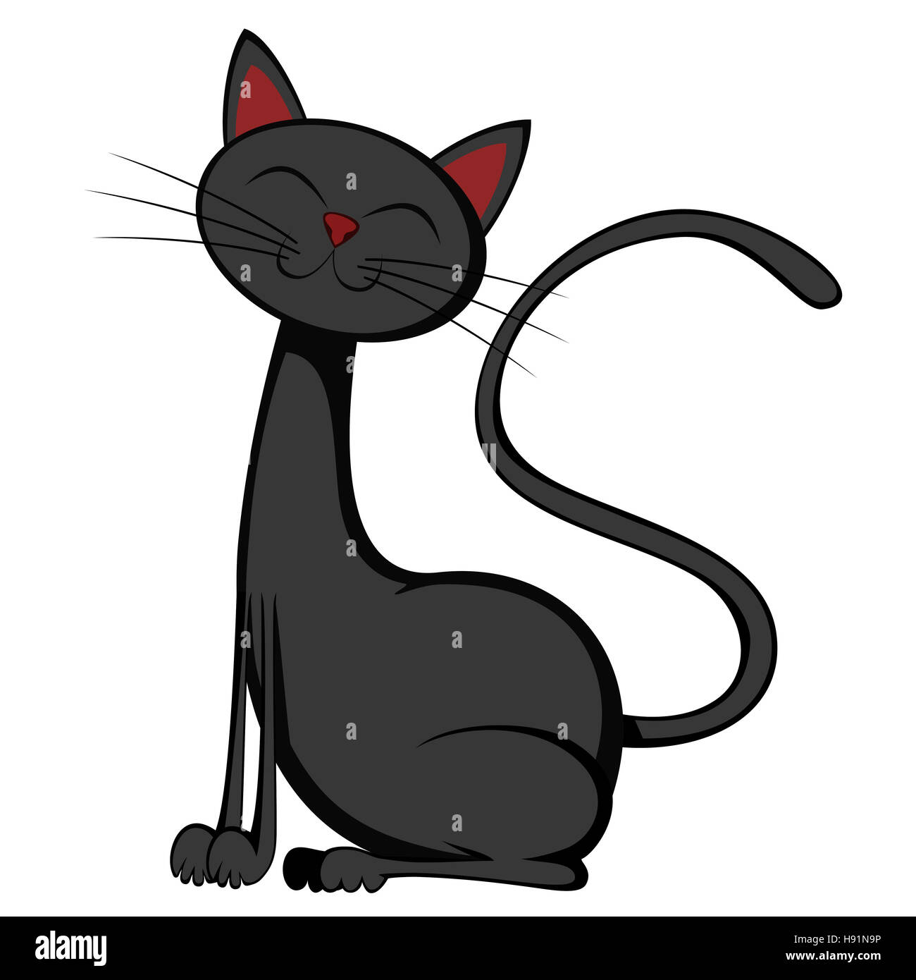 Cute cats - A cute black tomcat is sitting and smiling Stock Photo - Alamy