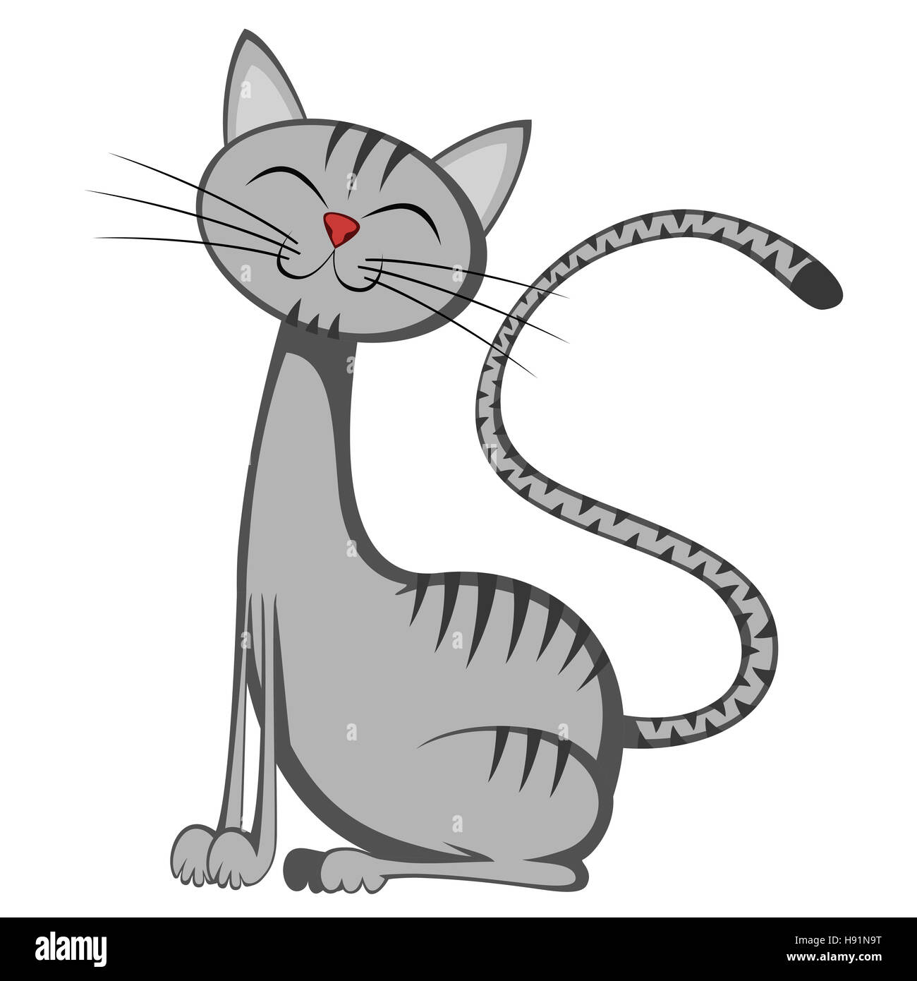Cute cats - A cute gray tomcat with stripes is sitting and smiling ...