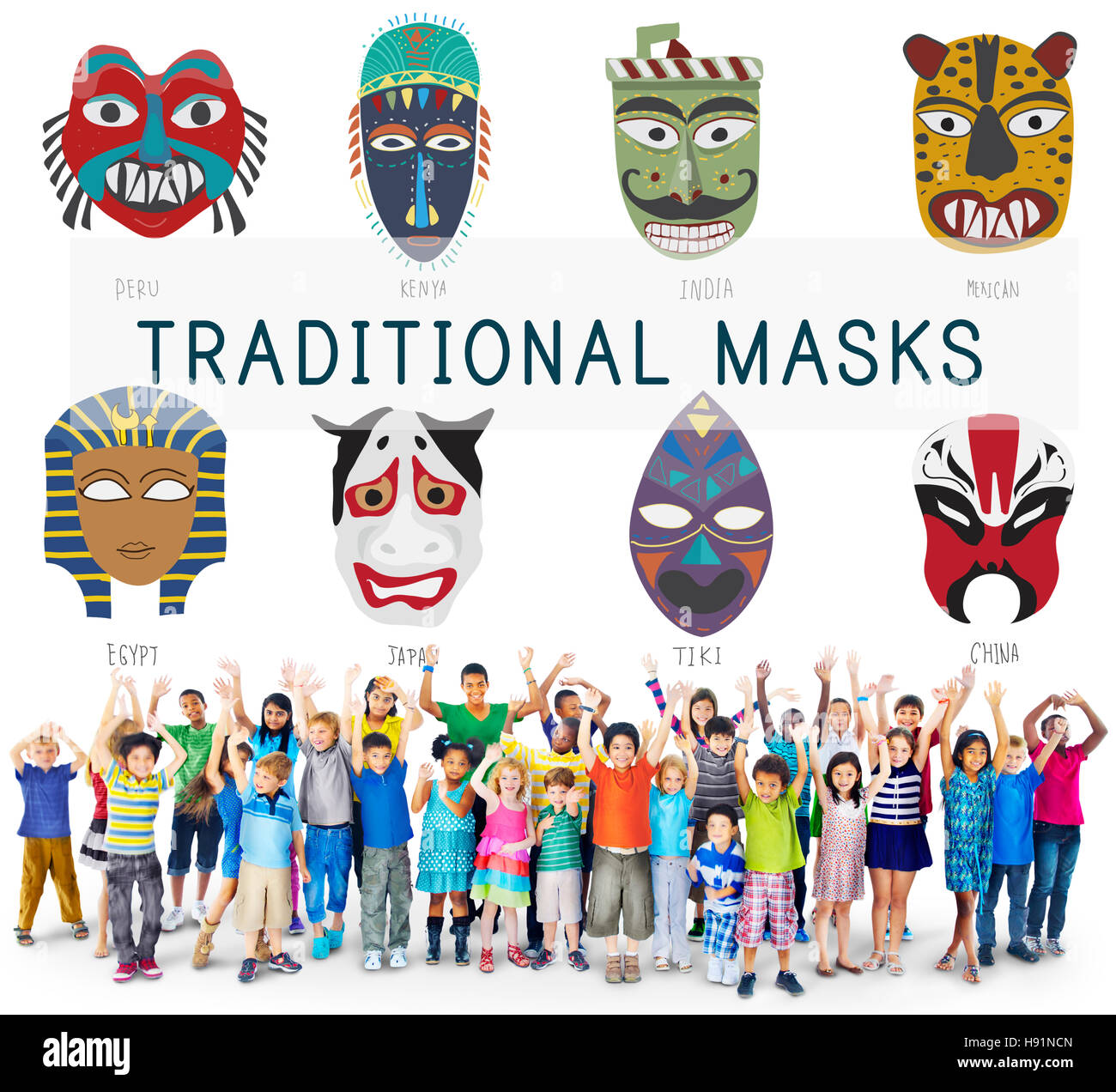 Cultural Traditional Masks Global Concept Stock Photo - Alamy