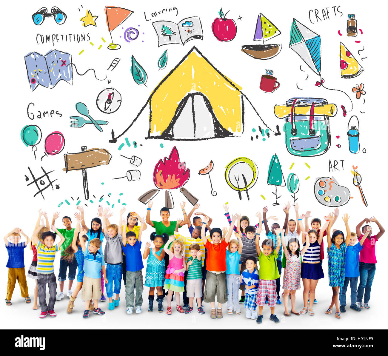 Summer Camp Learning Exploration Outdoors Concept Stock Photo - Alamy