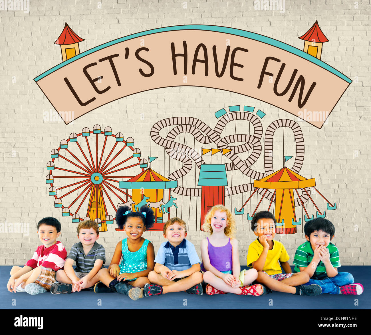 Let's Have Fun Children Kids Graphic Concept Stock Photo - Alamy