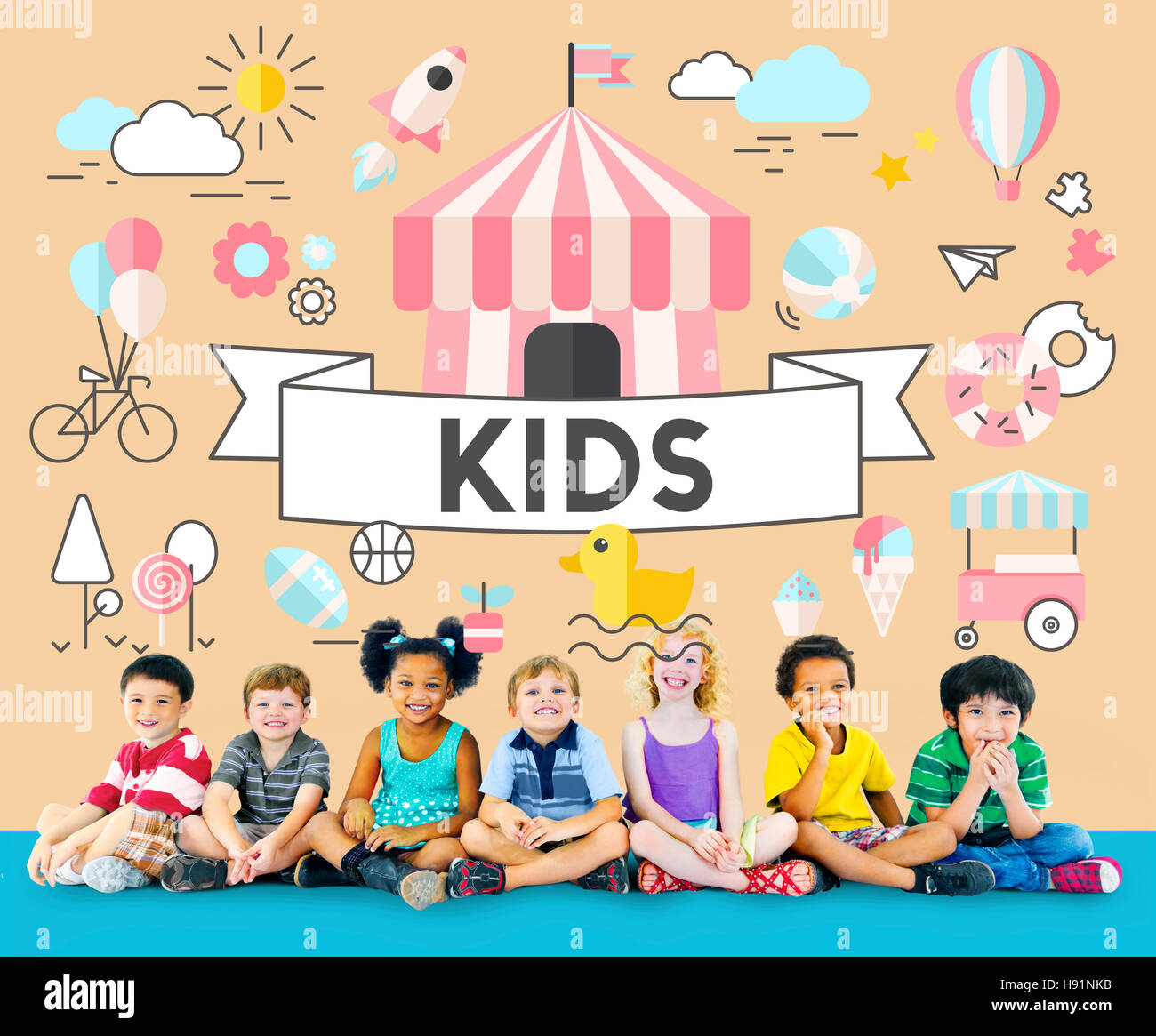 Kids Young Children People Graphic Concept Stock Photo - Alamy