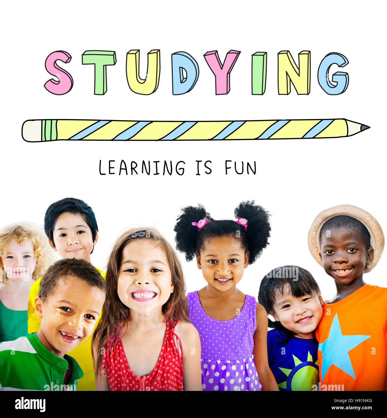 Education Learning Is Fun Children Graphic Concept Stock Photo - Alamy
