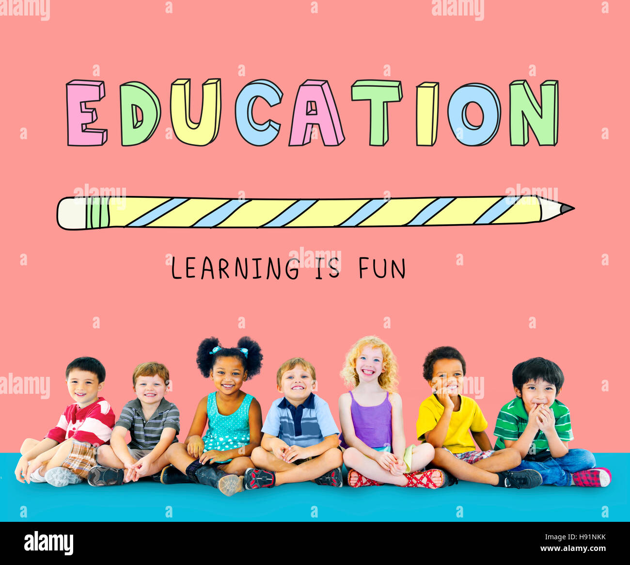 Education Learning Is Fun Children Graphic Concept Stock Photo - Alamy