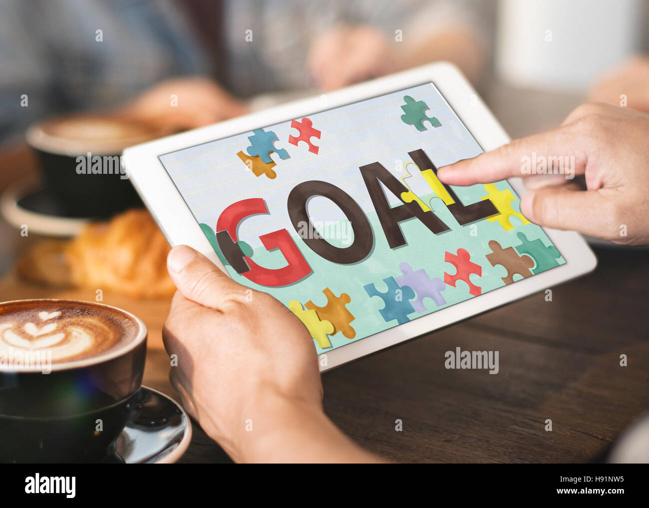 Puzzle Pieces Jigsaw Word Icon Concept Stock Photo - Alamy