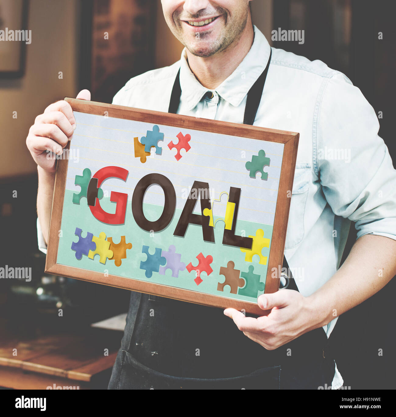 Puzzle Pieces Jigsaw Word Icon Concept Stock Photo - Alamy