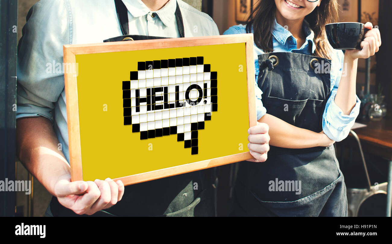 Hello Speech Bubble Technology Graphic Concept Stock Photo - Alamy