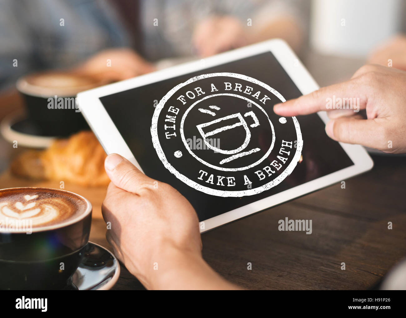 Coffee Break Tea Time Stamp Icon Graphic Concept Stock Photo - Alamy