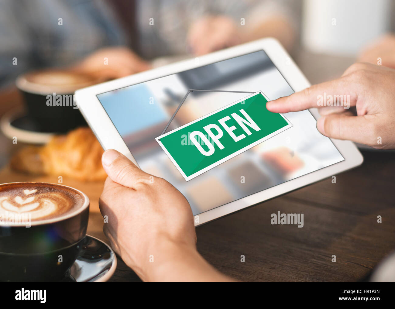 Open Sign Banner Welcome Notice Concept Stock Photo - Alamy