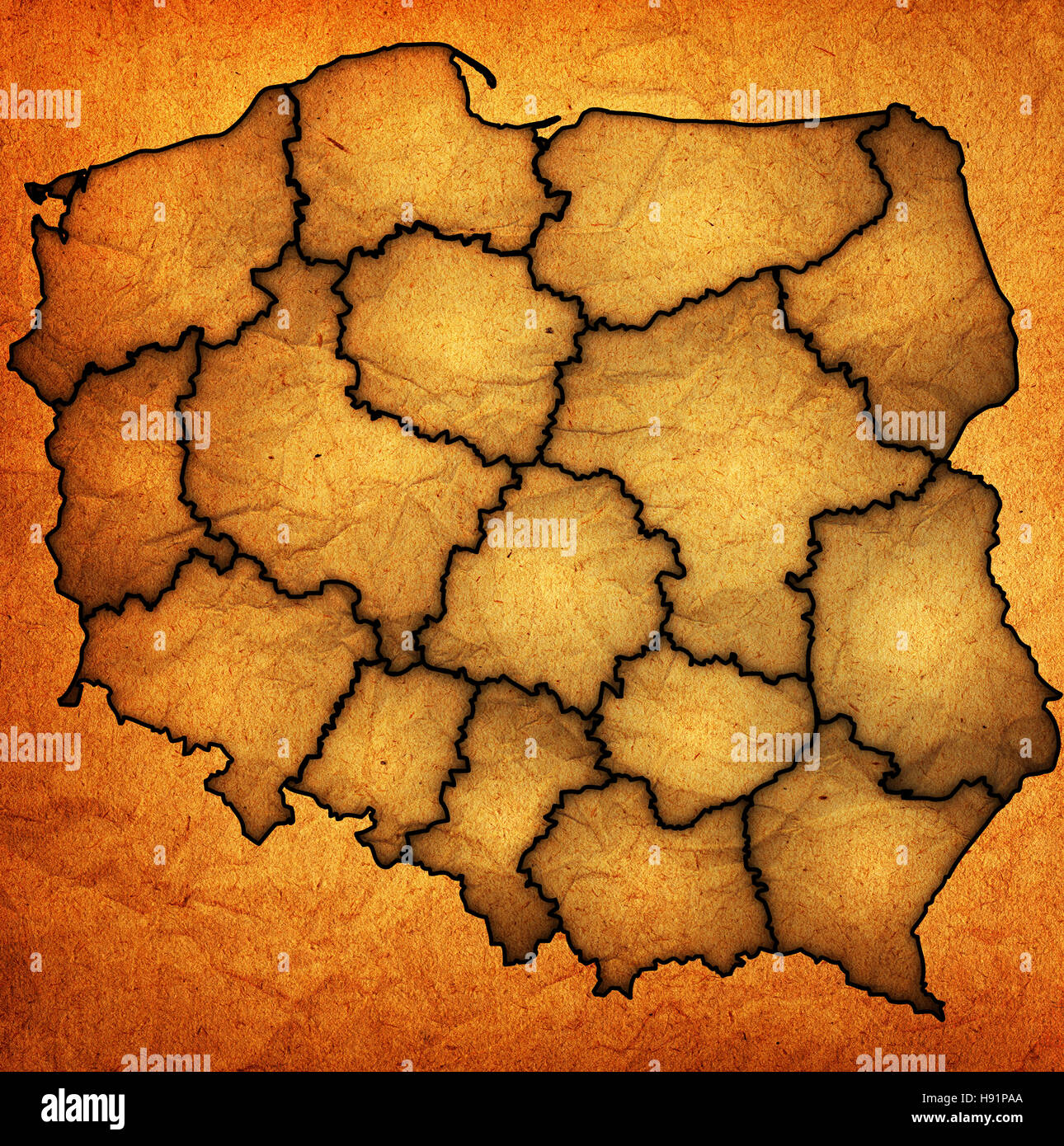 flags of regions on administration map of poland Stock Photo - Alamy