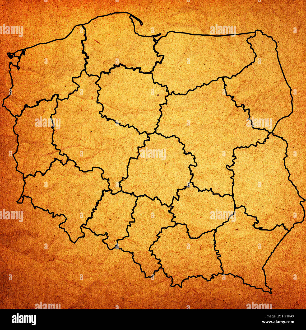flags of regions on administration map of poland Stock Photo - Alamy