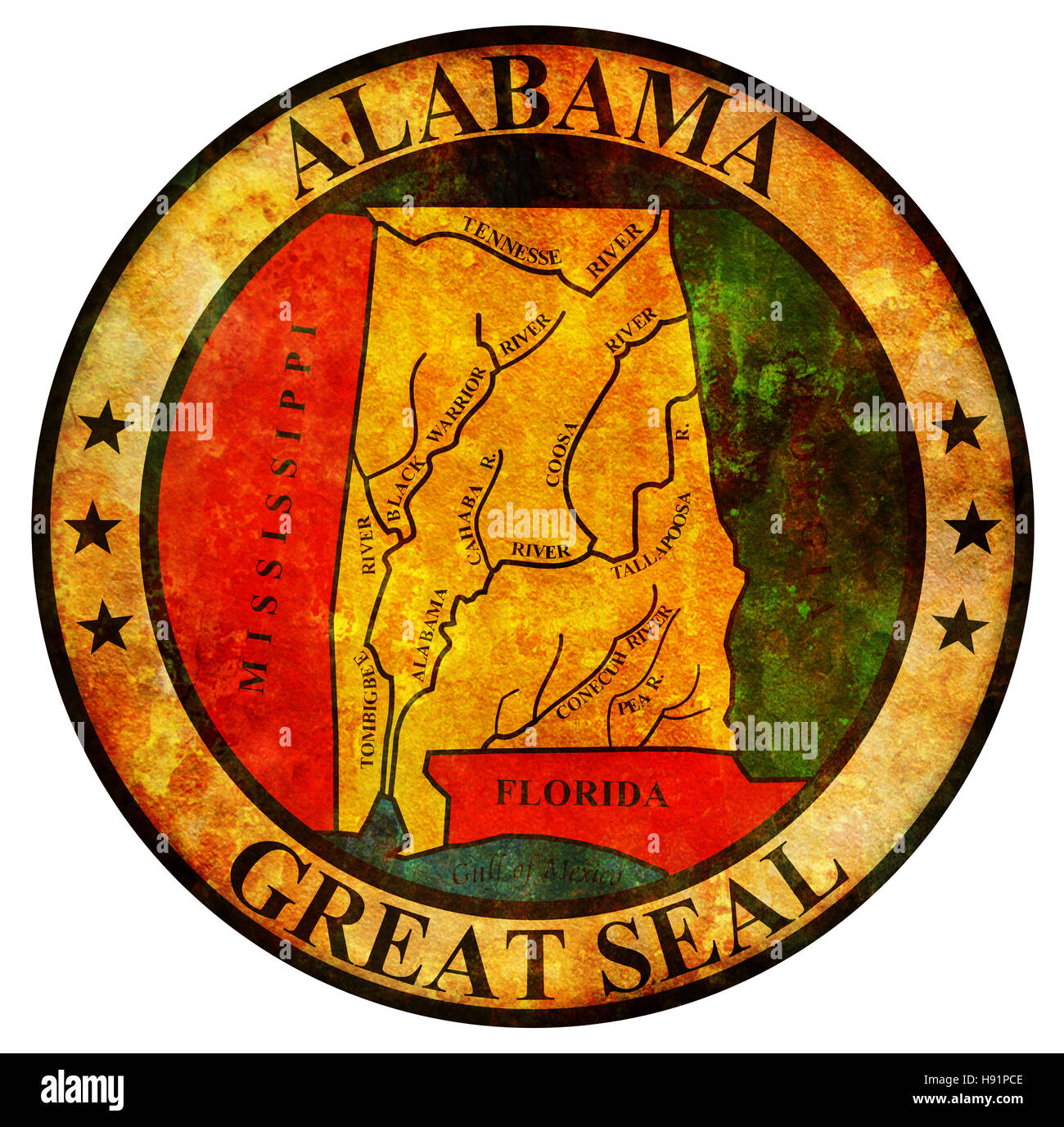 old vintage isolated over white symbol of alabama Stock Photo - Alamy