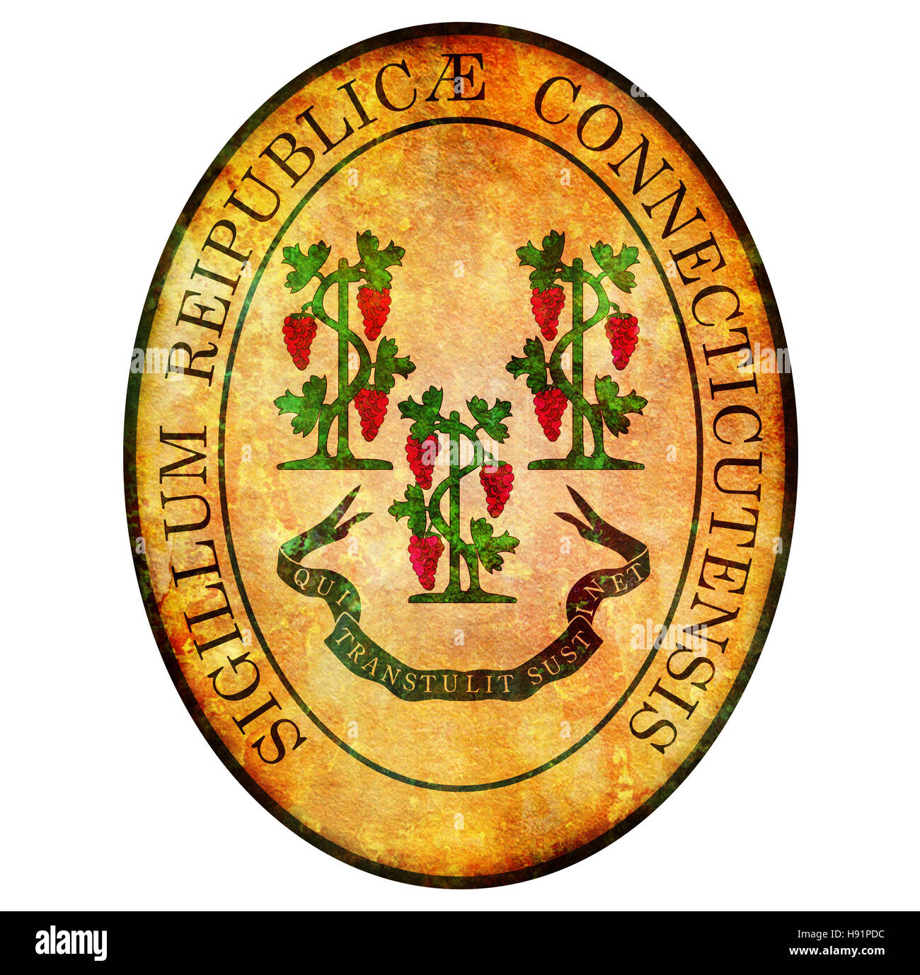 old vintage isolated over white symbol of connecticut Stock Photo - Alamy