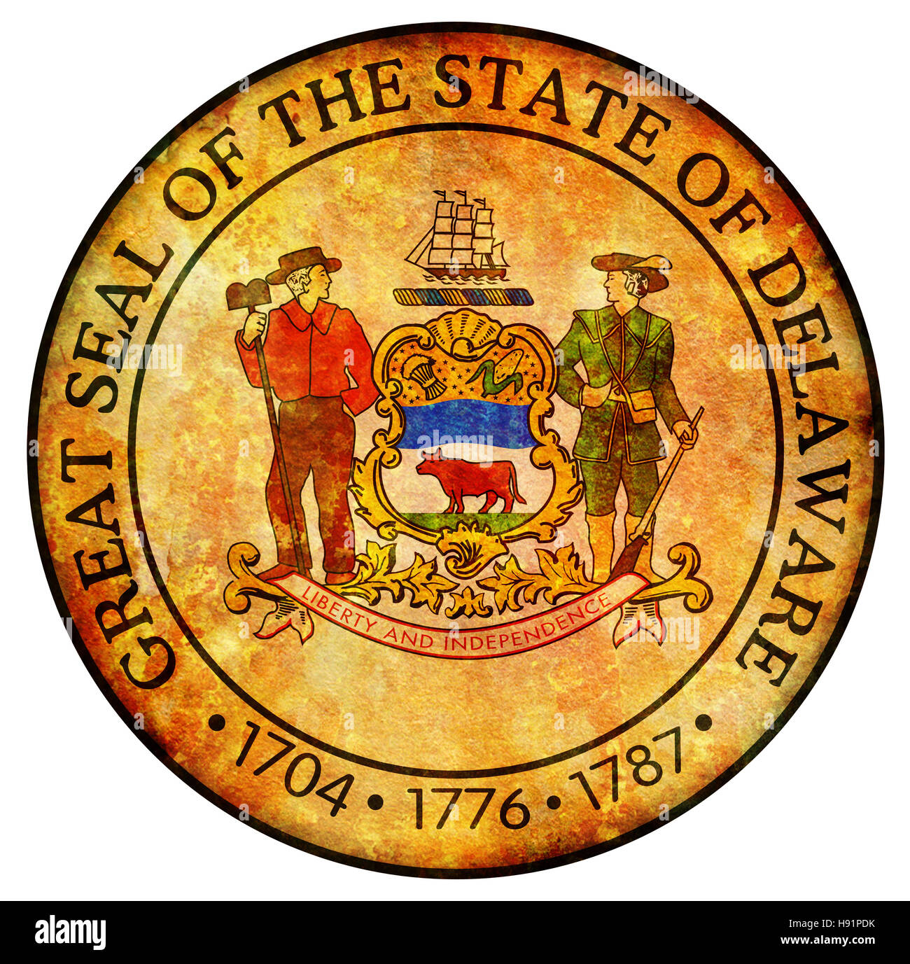 old vintage isolated over white symbol of delaware Stock Photo - Alamy