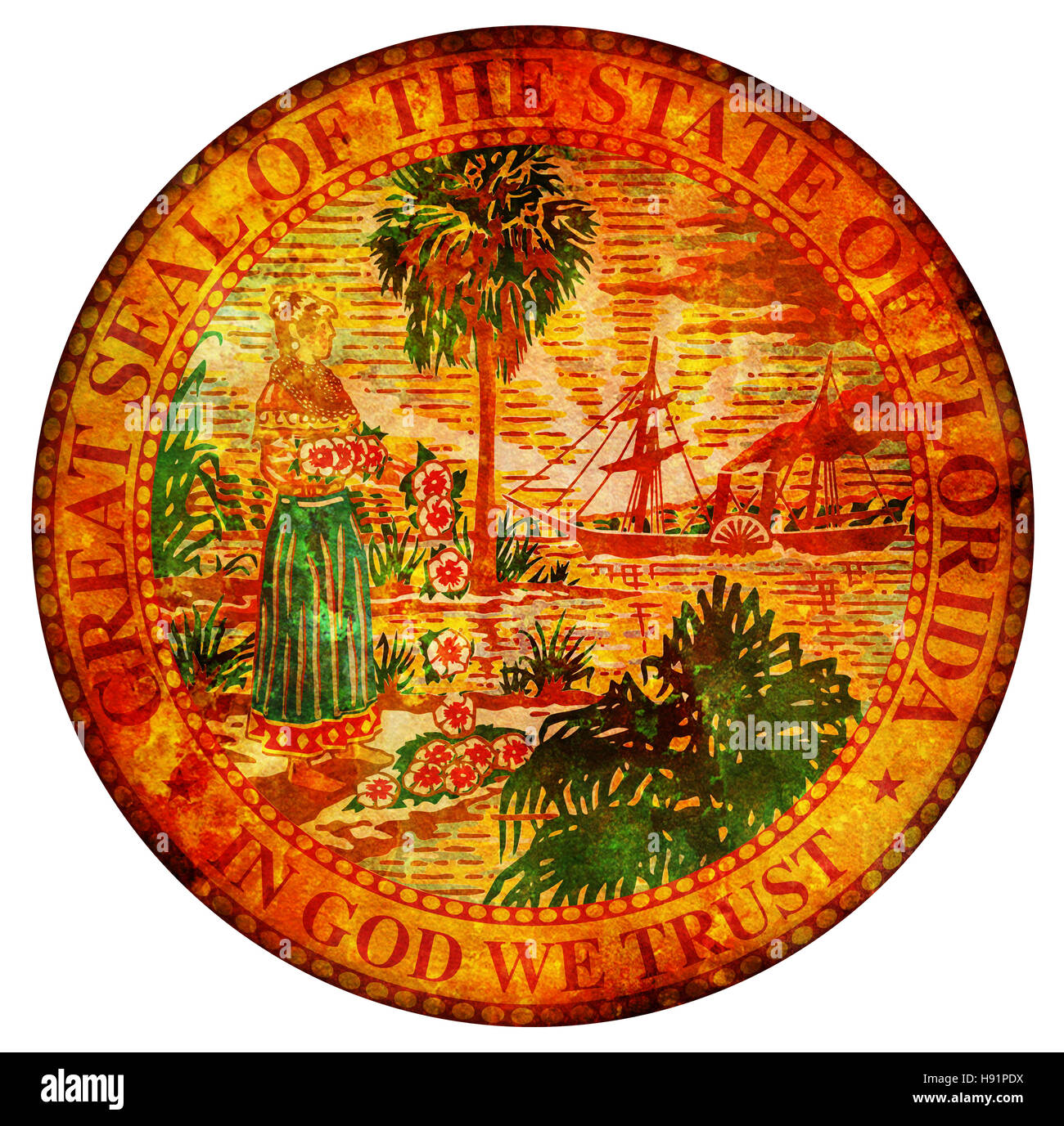 old vintage isolated over white symbol of florida Stock Photo - Alamy