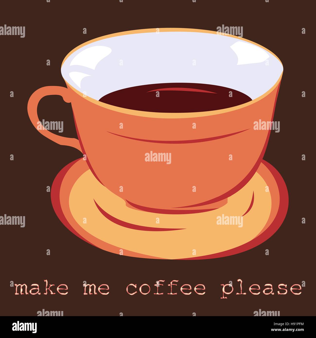 Cup of coffee, Idea concept. Brown background with the inscription ...