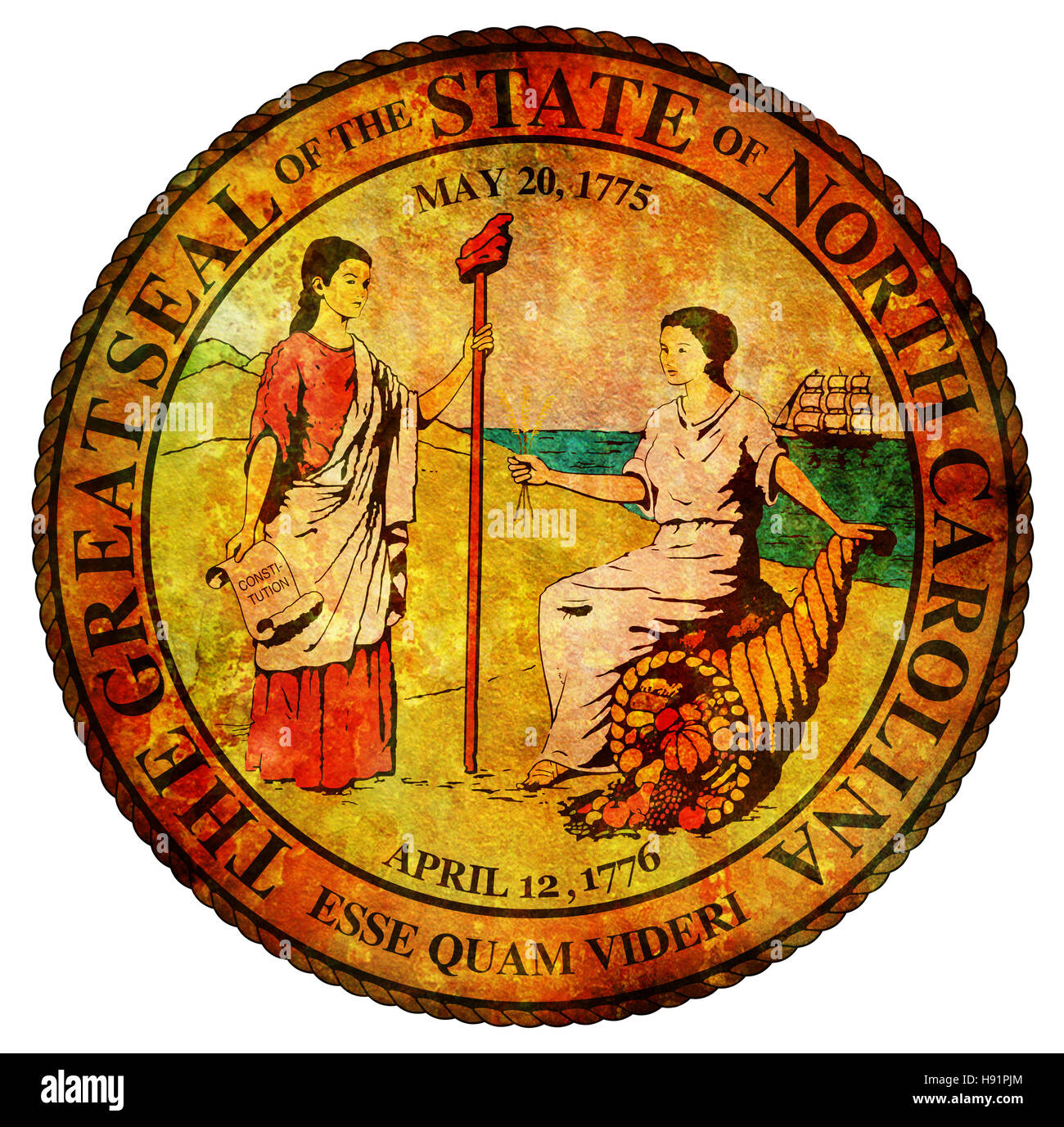 old vintage isolated over white symbol of north carolina Stock Photo ...