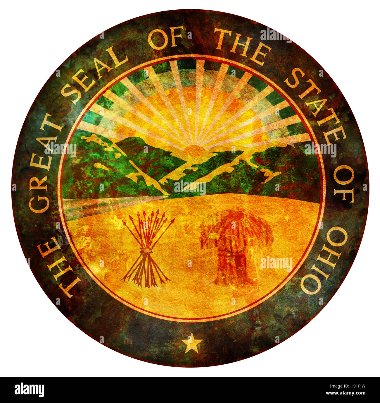 old vintage isolated over white symbol of ohio Stock Photo - Alamy