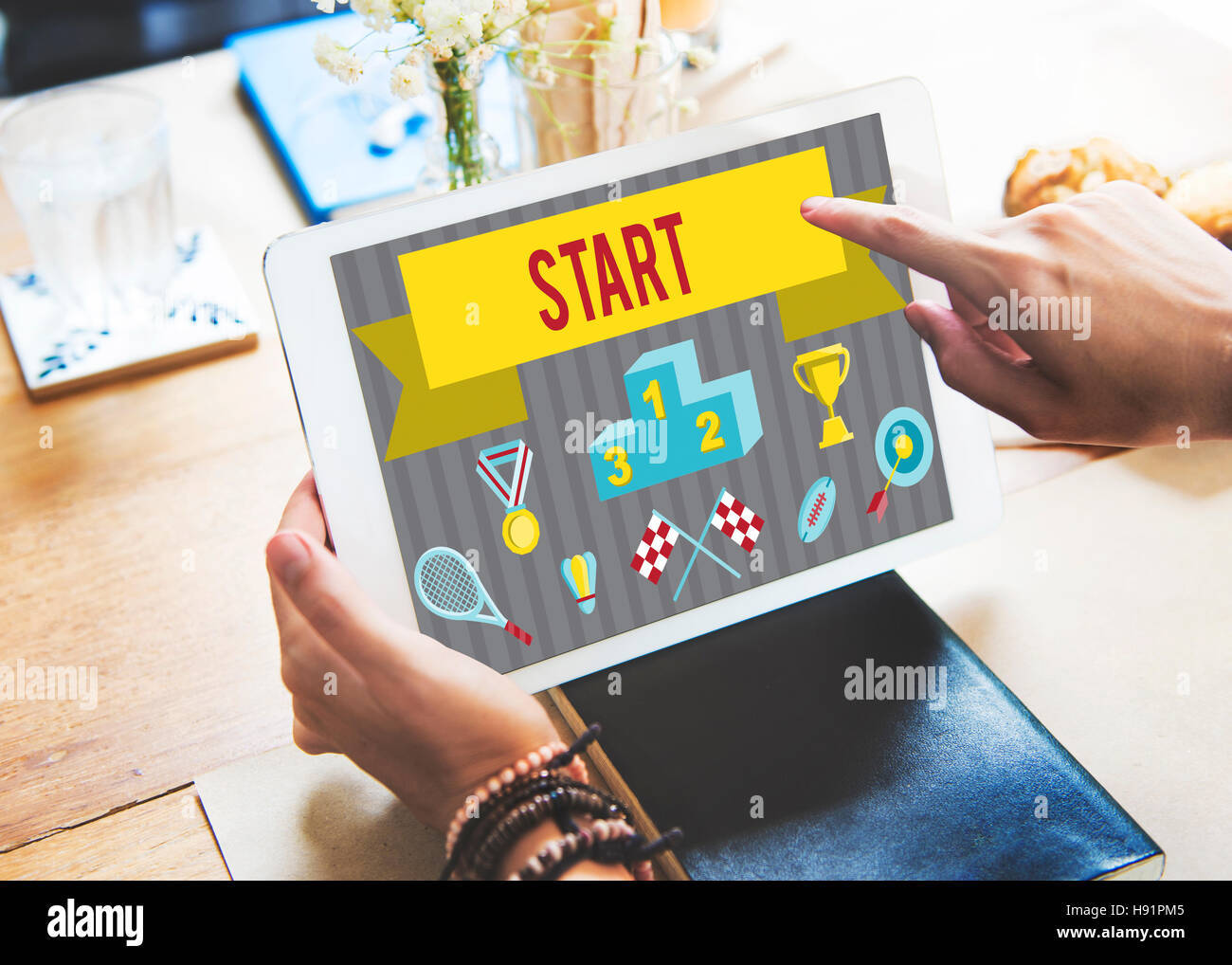 Start Competition Contest Winner Pedestal Concept Stock Photo - Alamy