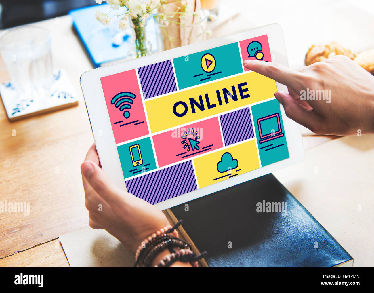 Online Networking Internet Computer Sharing Concept Stock Photo - Alamy