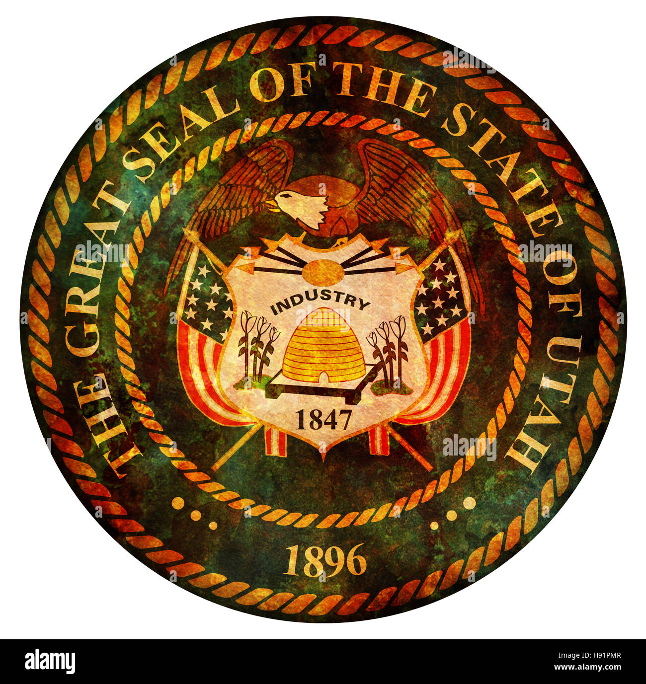 old vintage isolated over white symbol of utah Stock Photo - Alamy