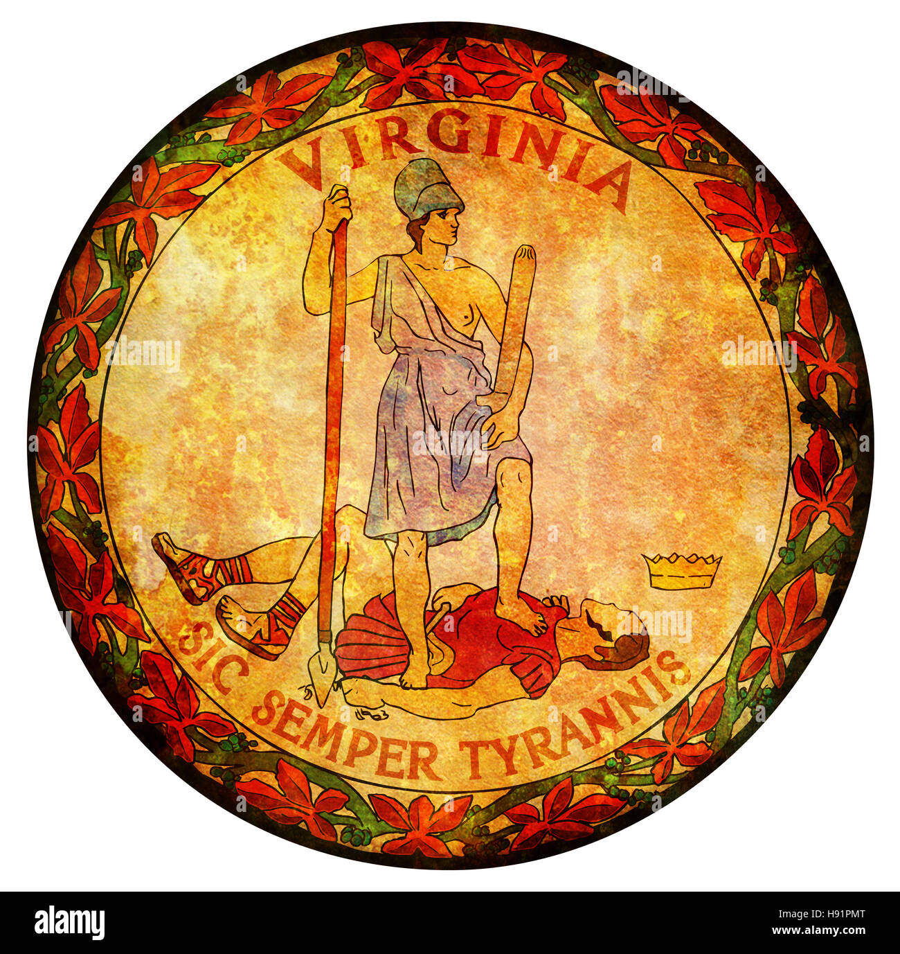 old vintage isolated over white symbol of virginia Stock Photo - Alamy