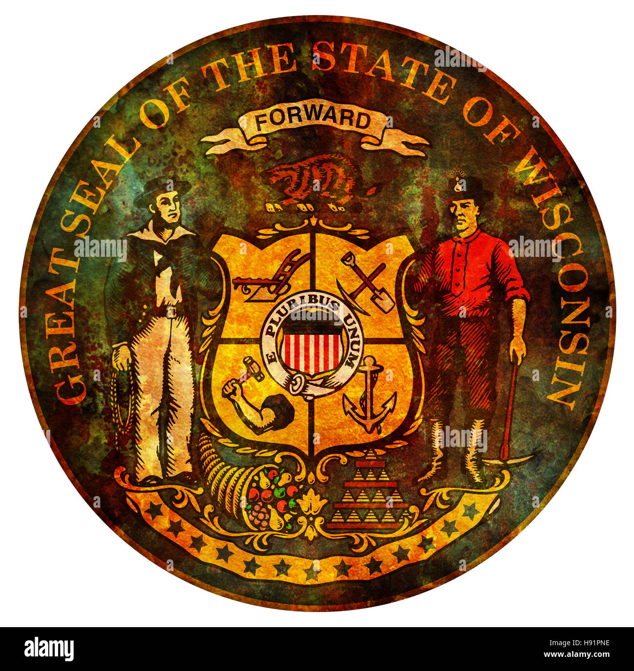 old vintage isolated over white symbol of wisconsin Stock Photo - Alamy