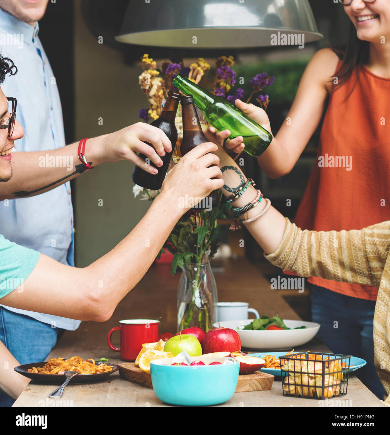 Friends Party Cheers Success Dining Concept Stock Photo - Alamy