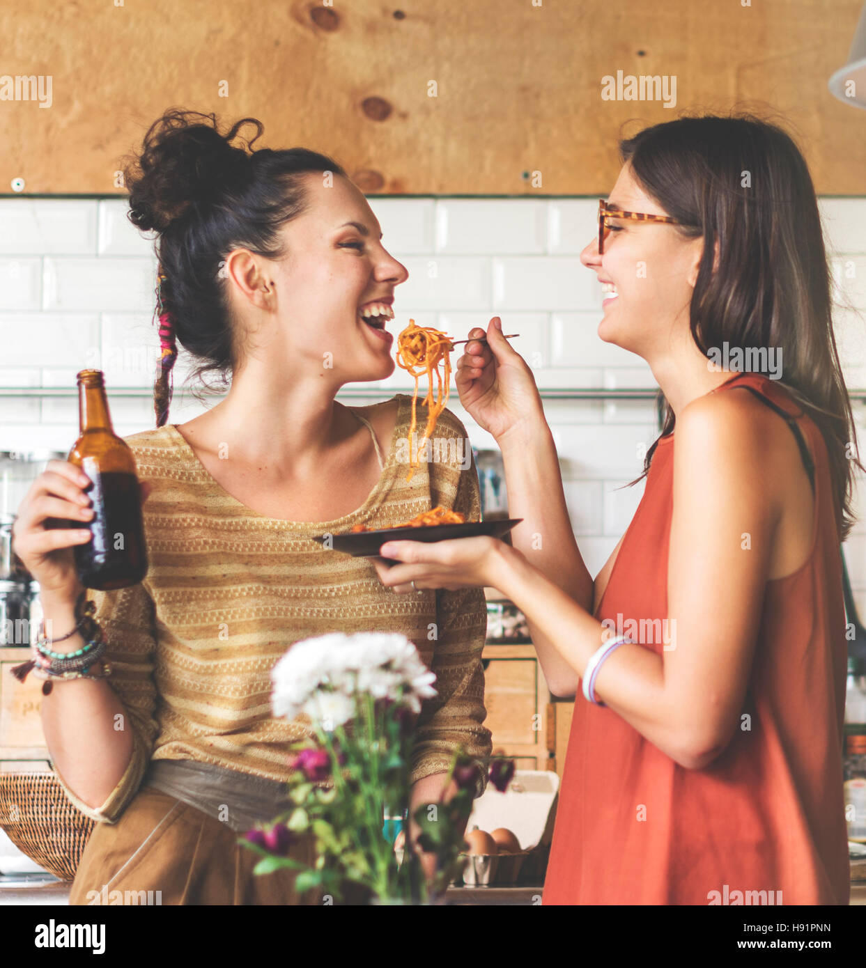 Women Friends Lifestyle Eating Happiness Concept Stock Photo - Alamy