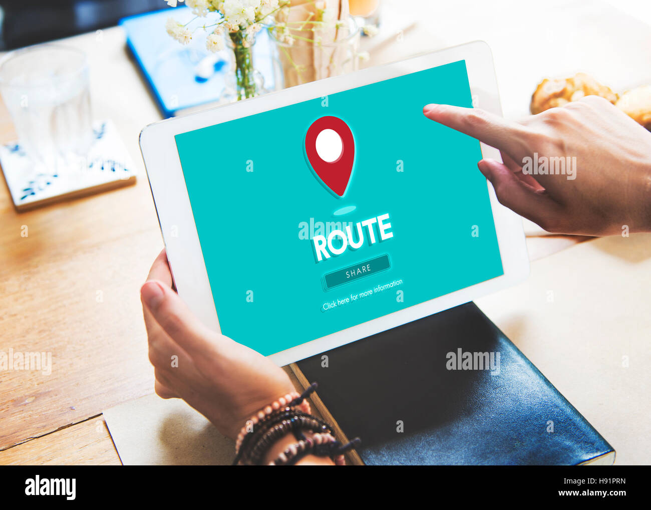 Route Map Navigation Track Places Concept Stock Photo - Alamy