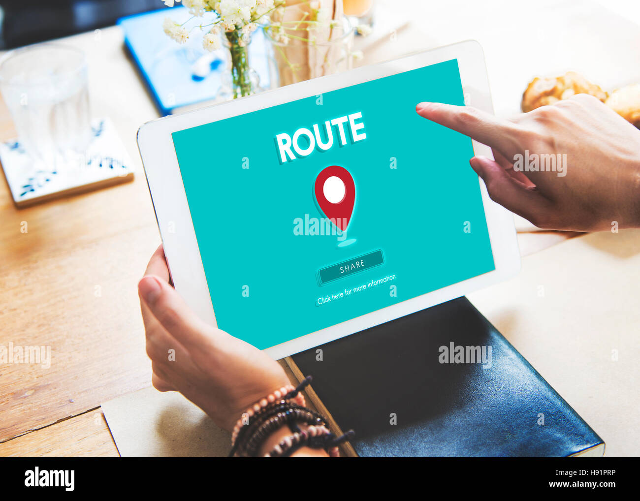 Route Map Navigation Track Places Concept Stock Photo - Alamy