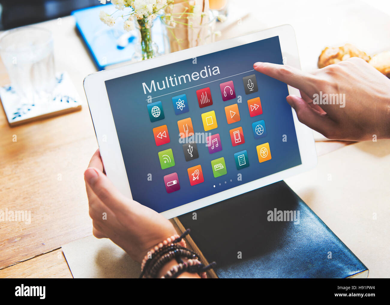 Multimedia Connection Digital Content Futuristic Concept Stock Photo ...