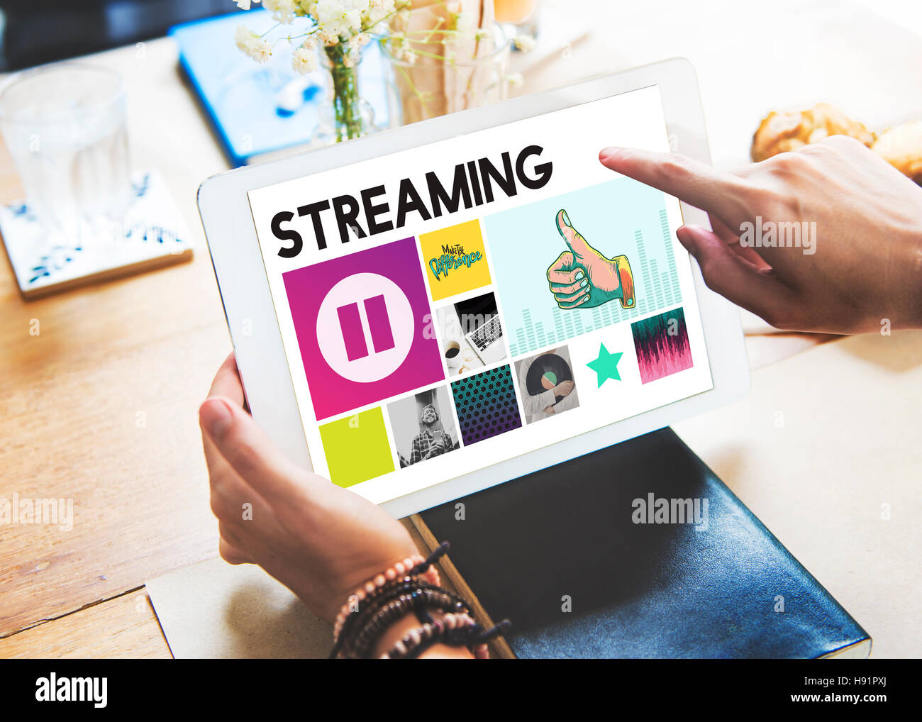 Media Player Audio Entertainment Streaming Concept Stock Photo - Alamy