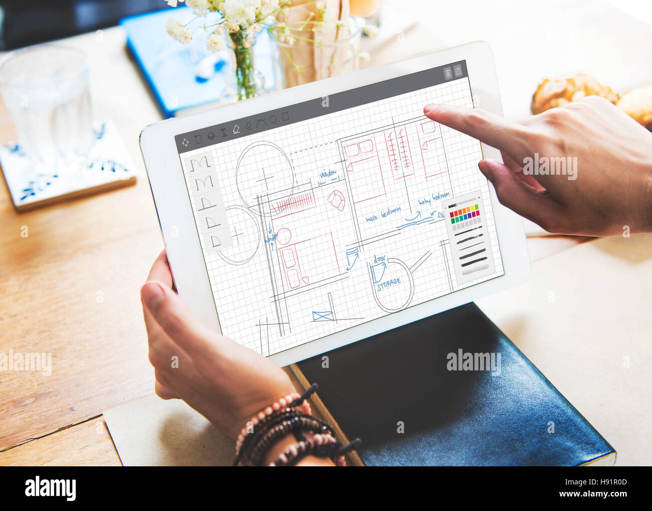 Architecture Plan Blueprint Layout Work Concept Stock Photo - Alamy