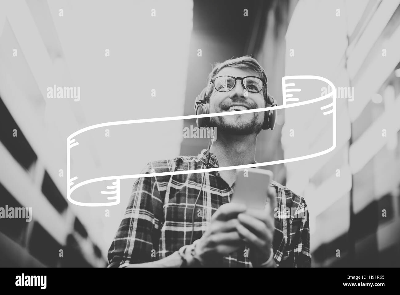 Enjoy sound music happy Black and White Stock Photos & Images - Alamy