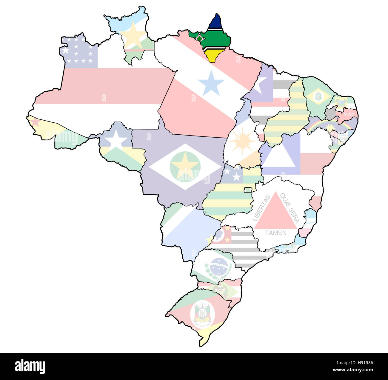 amapa state on admistration map of brazil with flags Stock Photo - Alamy
