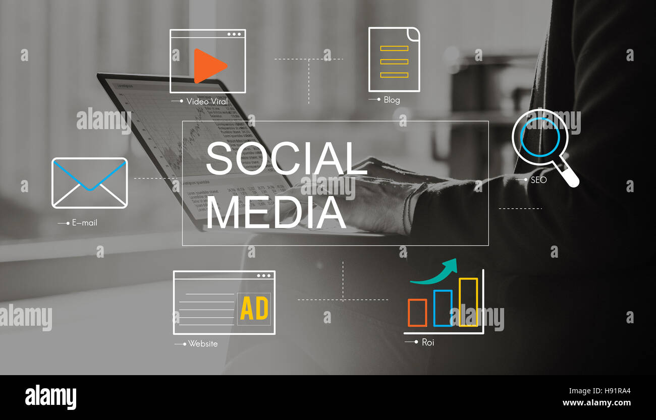 Social Media Advertisement Connection Concept Stock Photo - Alamy
