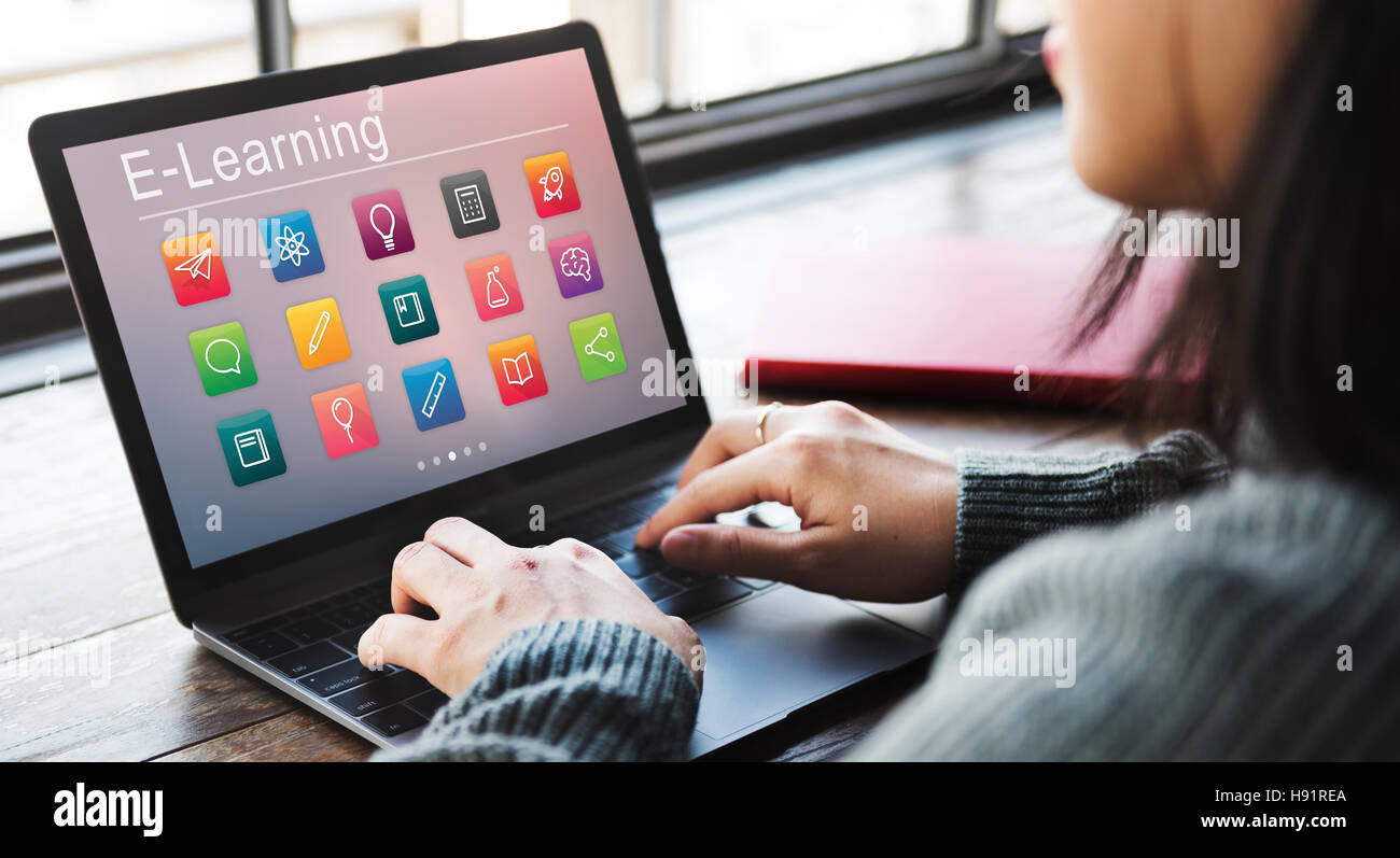 E-learning Online Education Application Concept Stock Photo - Alamy