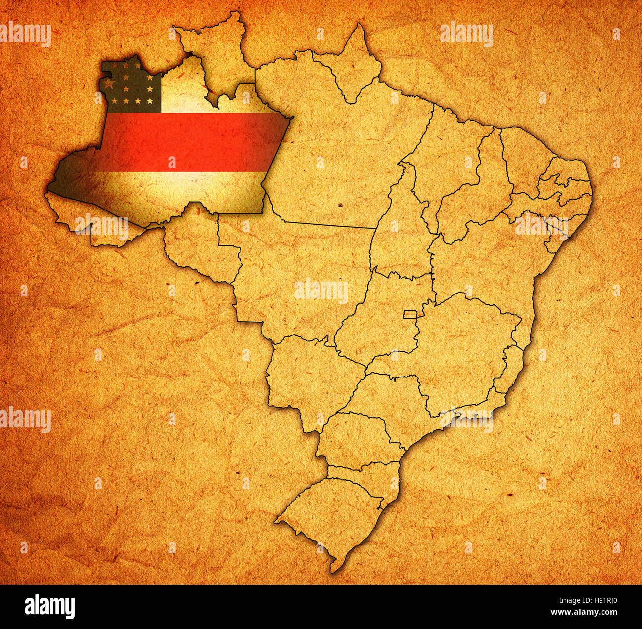 amazonas state on admistration map of brazil with flags Stock Photo - Alamy