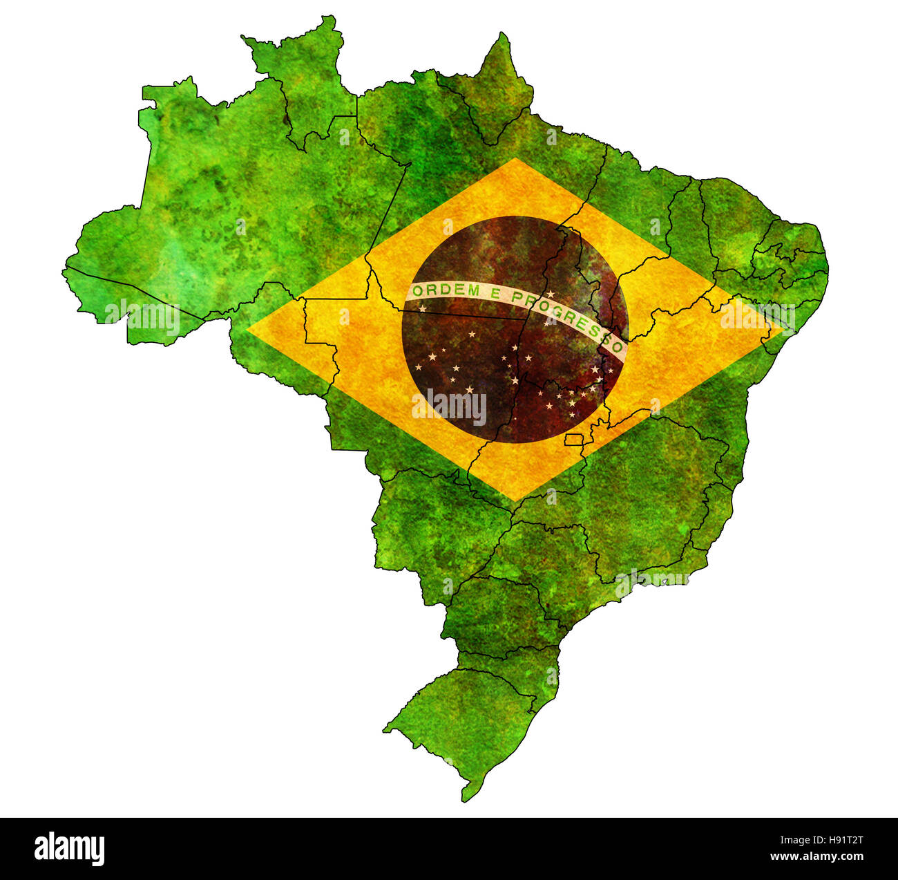 states and regions on admistration map of brazil with flags Stock Photo ...