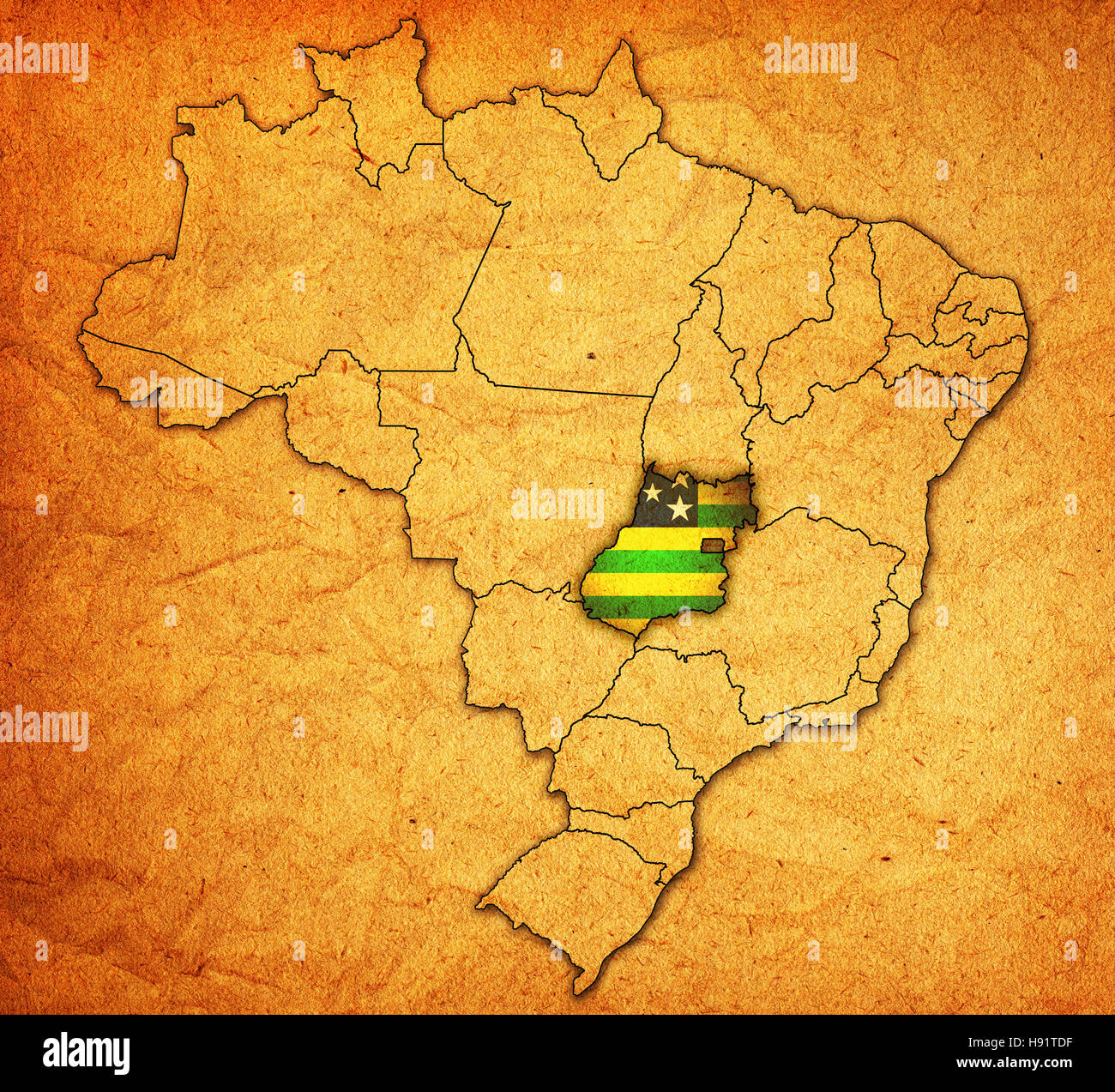goias state on admistration map of brazil with flags Stock Photo - Alamy